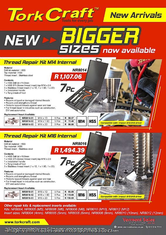 motorsportmedia.co.za | Bigger Tork Craft Thread Kits, new Multi Lock ...